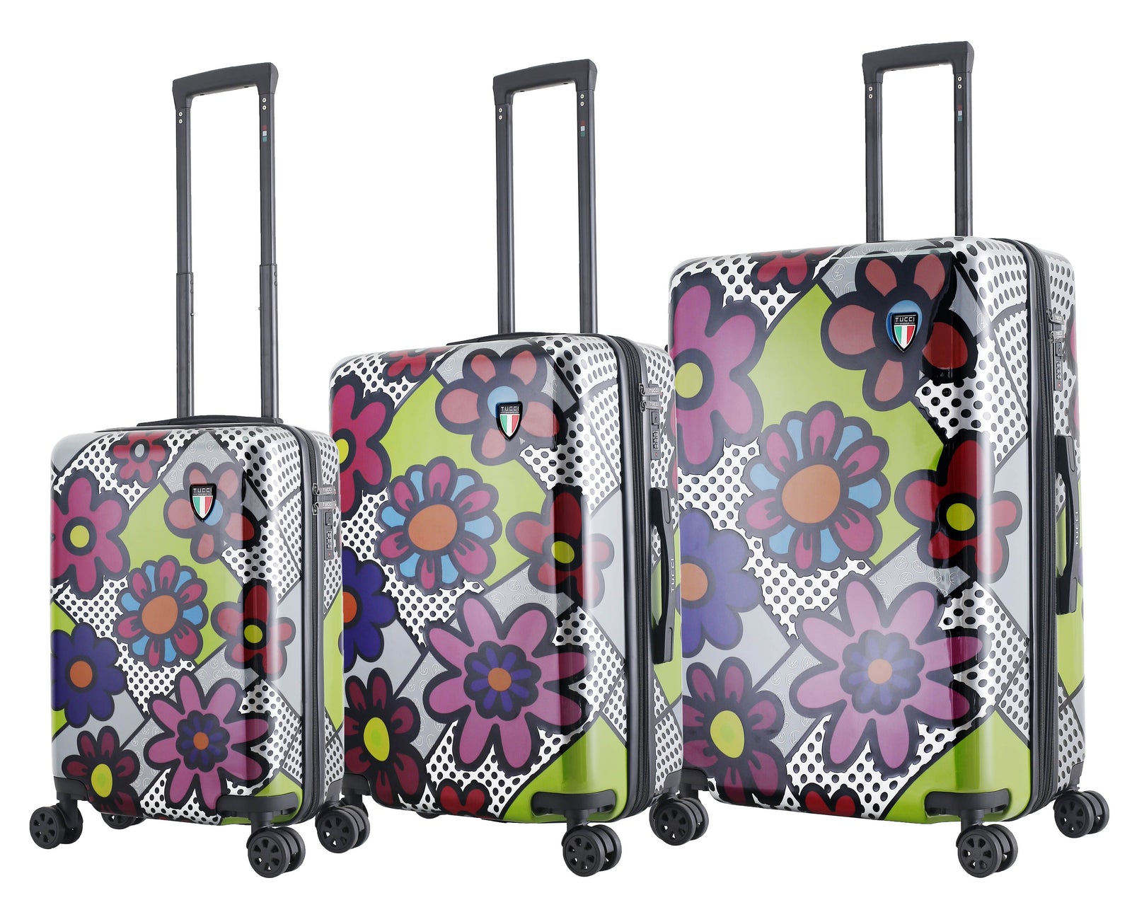 TUCCI Italy Pop Art Flower Dots 3 PC Sets (20", 24", 28") Luggage Suit
